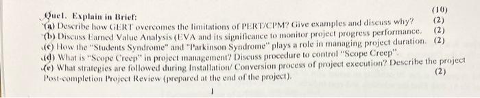 Solved Explain in Brief: (a) Describe how GERT overcomes the | Chegg.com