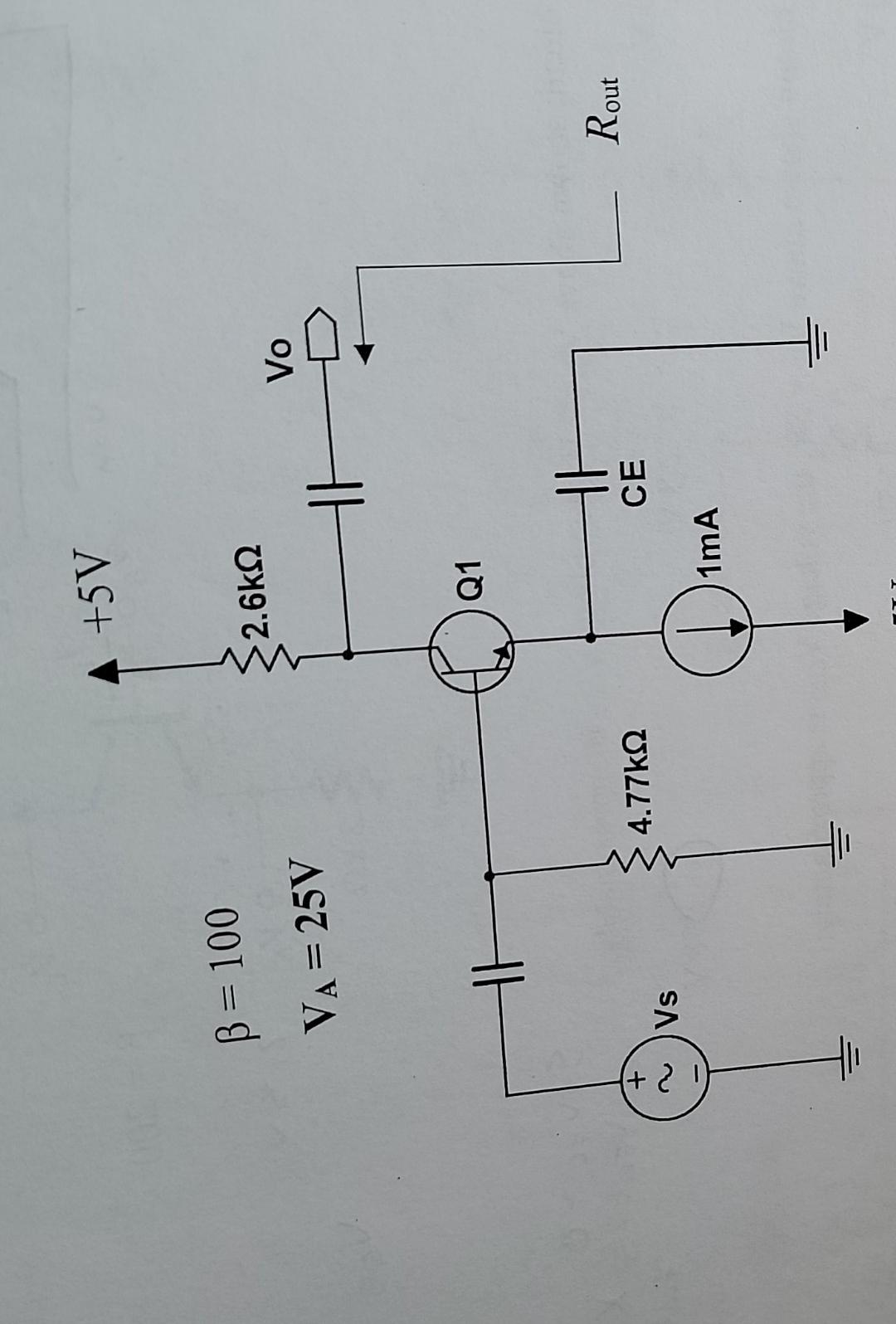 Solved 1. With an early voltage VA=25V, the voltage gain of | Chegg.com