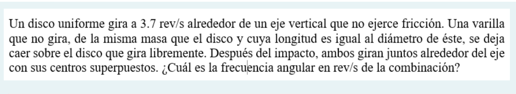 Solved Un disco uniforme gira a 3.7revs ﻿alrededor de un eje | Chegg.com