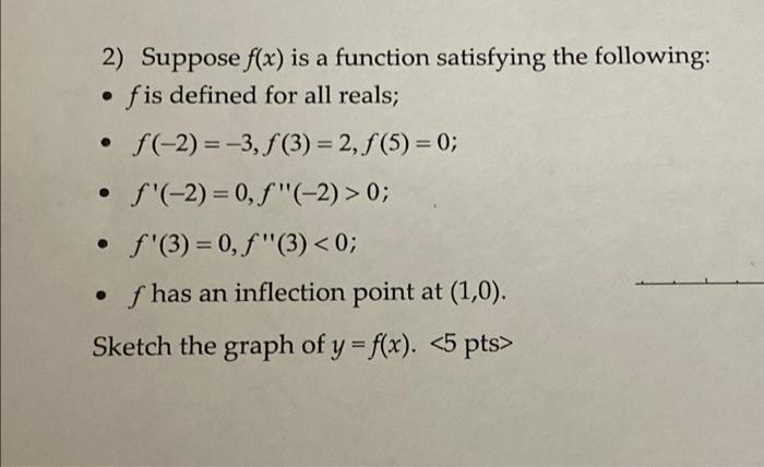 Solved 2) Suppose f(x) is a function satisfying the | Chegg.com