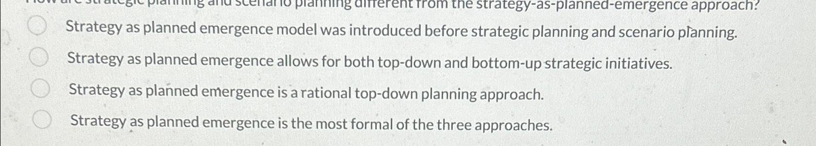 Solved Strategy as planned emergence model was introduced | Chegg.com
