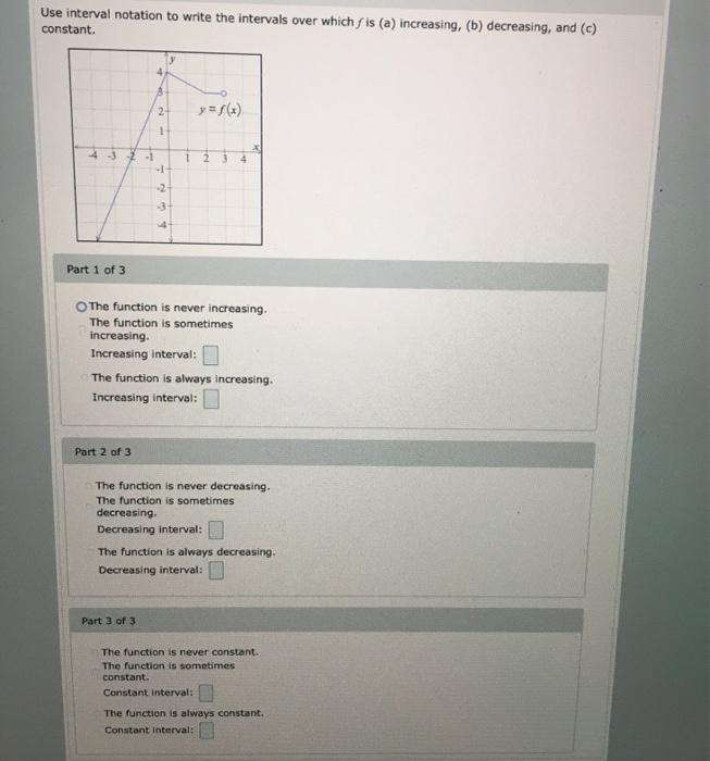 Solved Use interval notation to write the intervals over | Chegg.com
