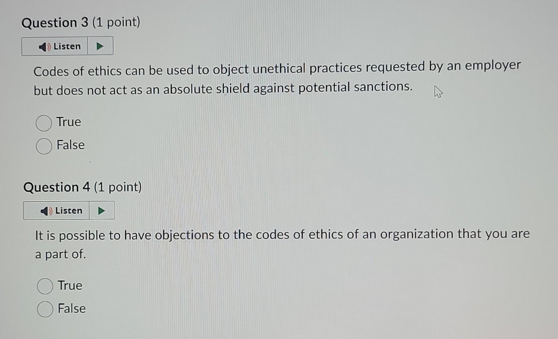 Solved Codes of ethics can be used to object unethical | Chegg.com