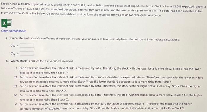 Solved Stock X Has A 100 Expected Return A Beta 2466