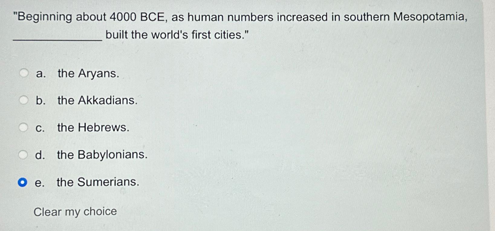 Solved "Beginning about 4000 ﻿BCE, as human numbers | Chegg.com