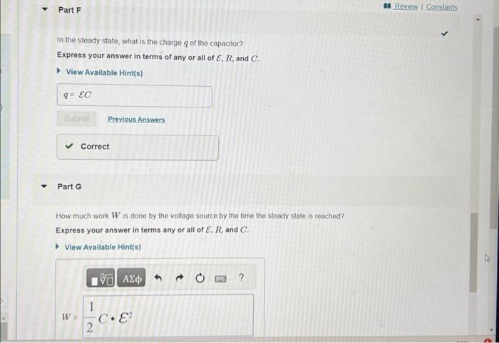 Solved In the steady state, what is the charge q of the | Chegg.com