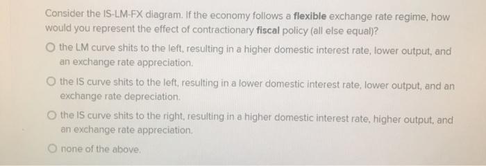 Solved Consider the IS-LM-FX diagram. If the economy follows | Chegg.com