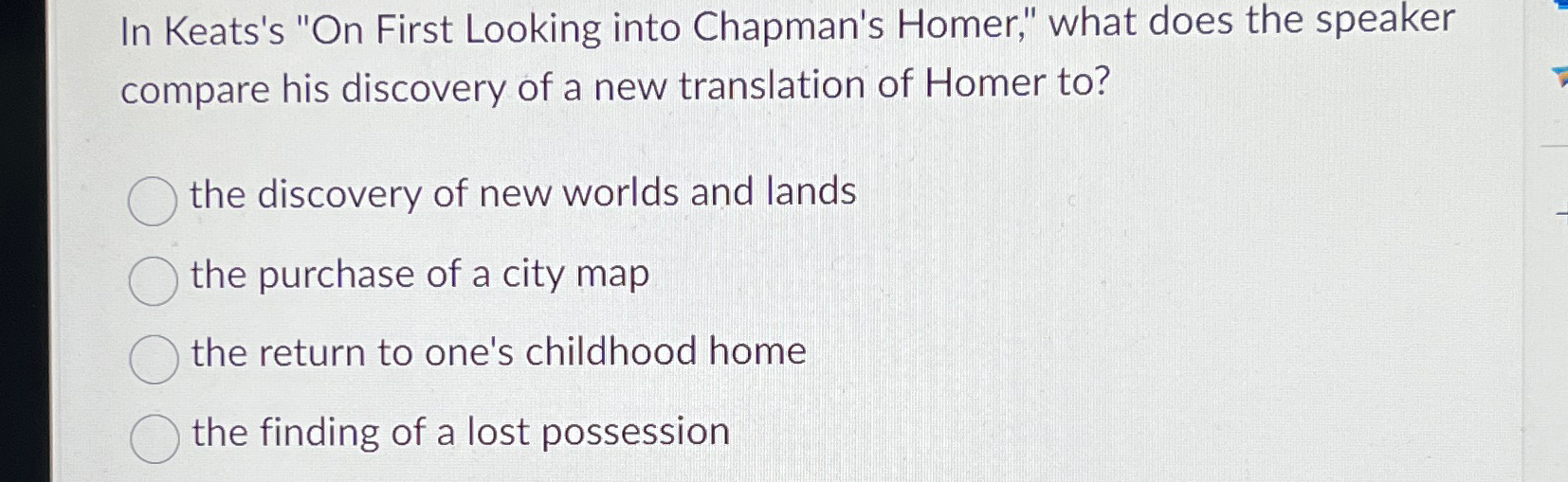 Solved In Keats's "On First Looking into Chapman's Homer," | Chegg.com