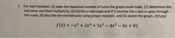 Solved 7. For each function: (1) state the maximum number of | Chegg.com