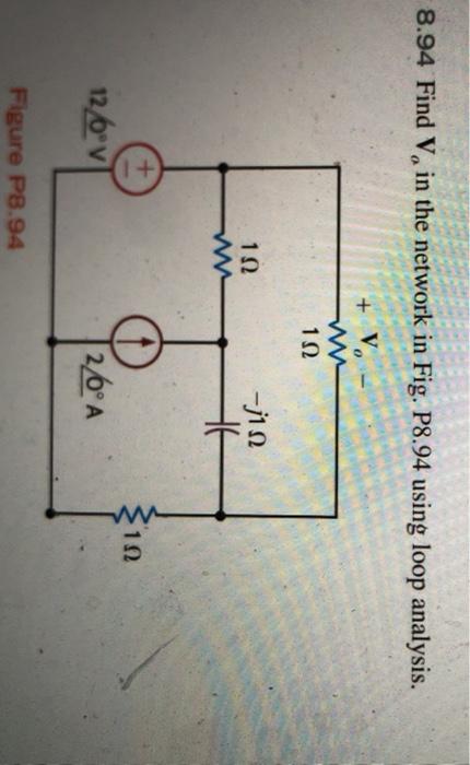 Solved 8.94 Find V, in the network in Fig. P8.94 using loop | Chegg.com