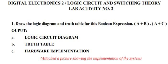 Solved DIGITAL ELECTRONICS 2 / LOGIC CIRCUIT AND SWITCHING | Chegg.com