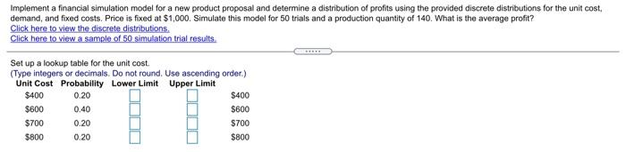 Solved Implement a financial simulation model for a new | Chegg.com