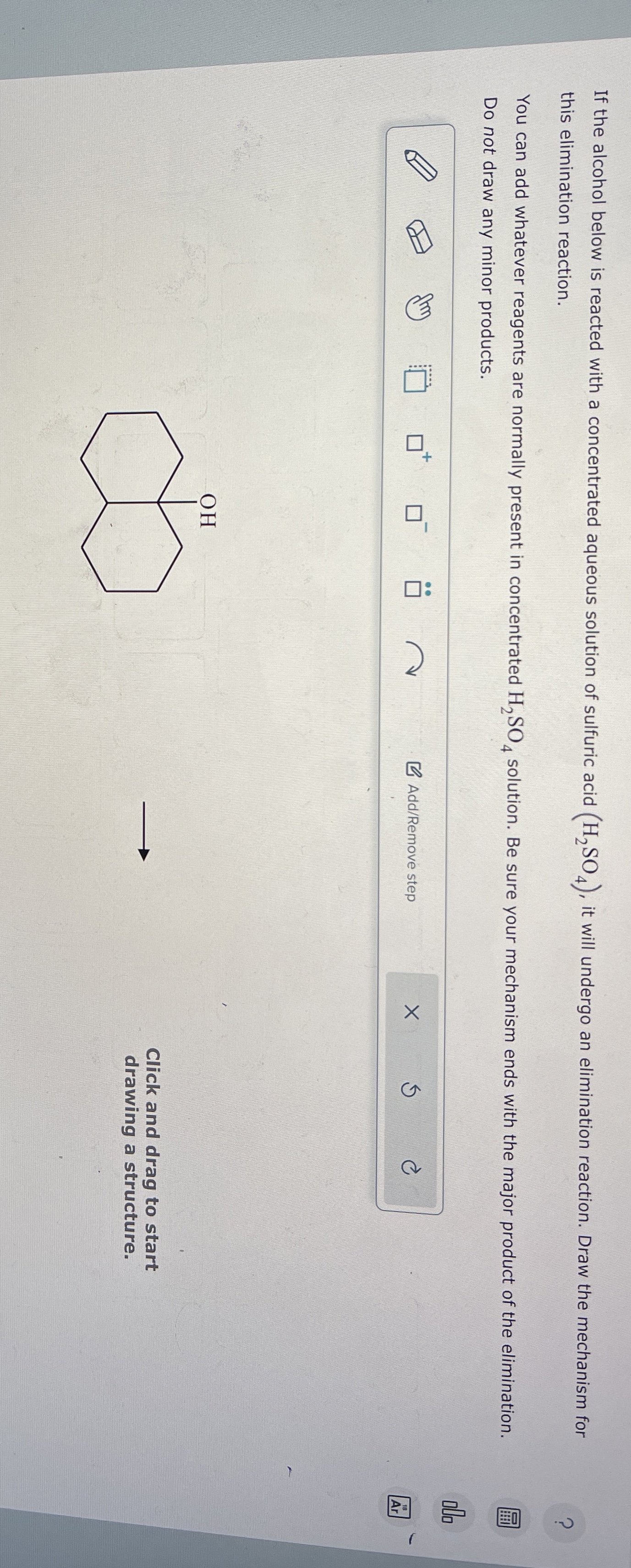 Solved If the alcohol below is reacted with a concentrated | Chegg.com