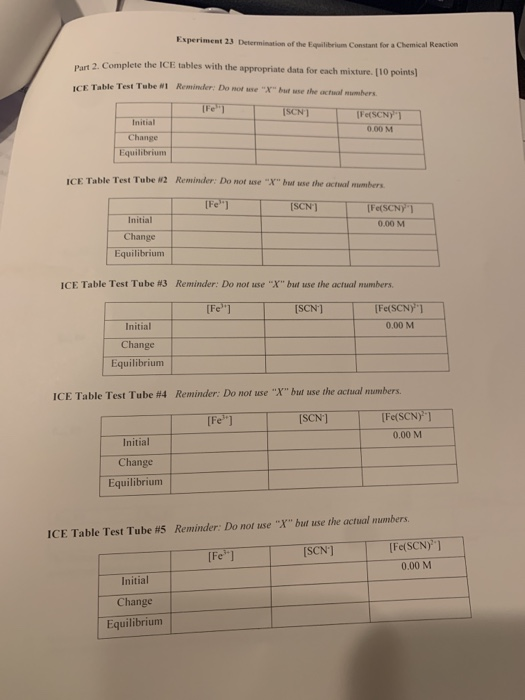 Name: Experiment 23 Data and Calculations: | Chegg.com