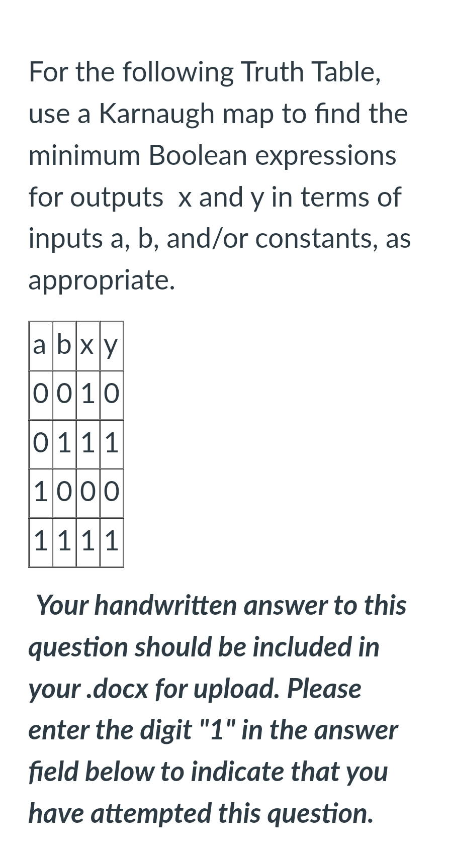 Solved For the following Truth Table, use a Karnaugh map to | Chegg.com