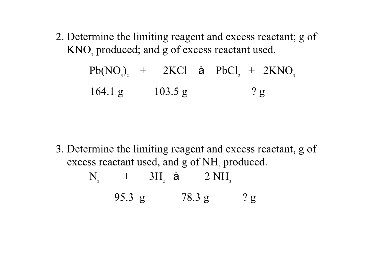 Solved Determine the limiting reagent and excess reactant; g | Chegg.com