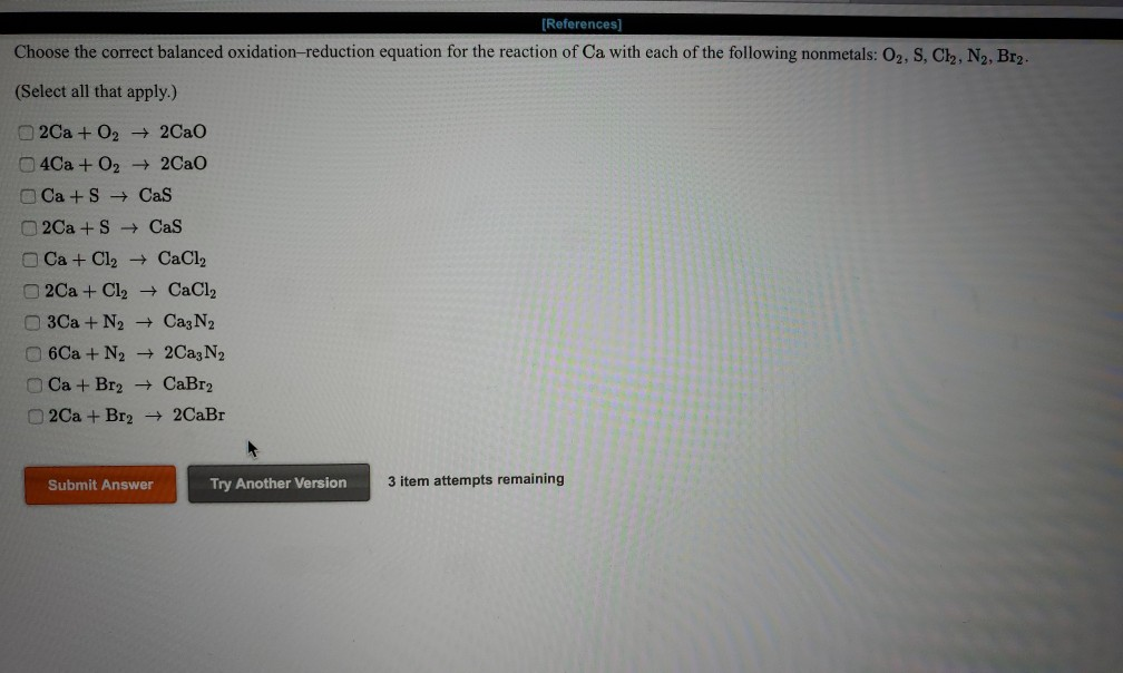 Solved [References) Choose the correct balanced | Chegg.com