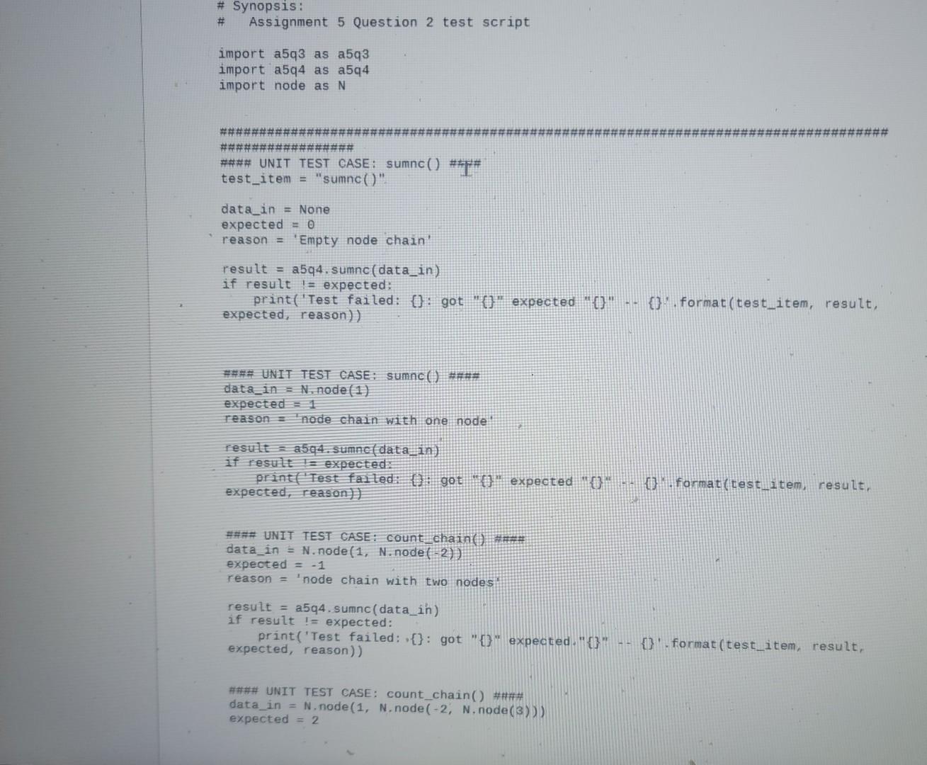 Solved reason = 'node chain with three nodes' result =a5q4. | Chegg.com