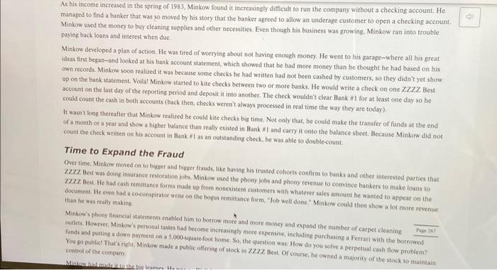 Solved The story of ZZZZ Best is one of greed and | Chegg.com