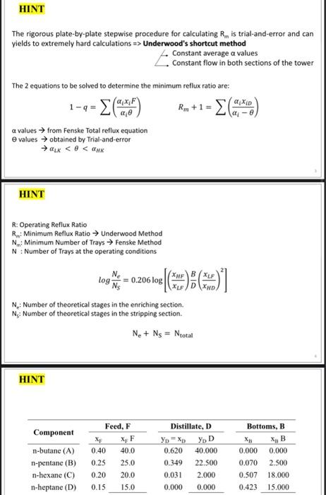Solved Homework\#2: Multicomponent Distillation A liquid | Chegg.com