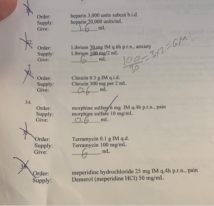 Solved Order: Supply: Give: heparin 3,000 units subcut | Chegg.com