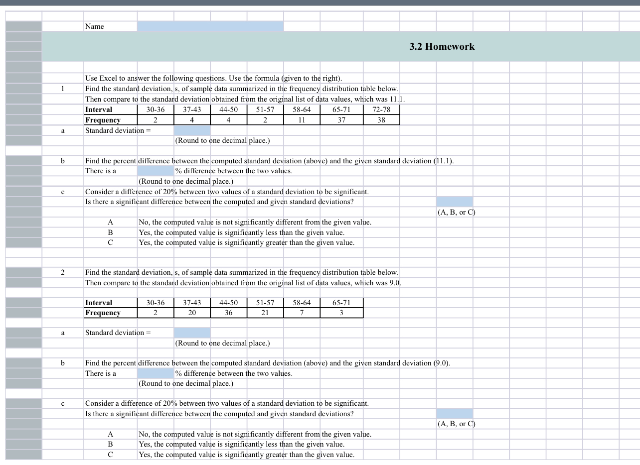 Solved Use Excel to answer the following questions. Use the | Chegg.com