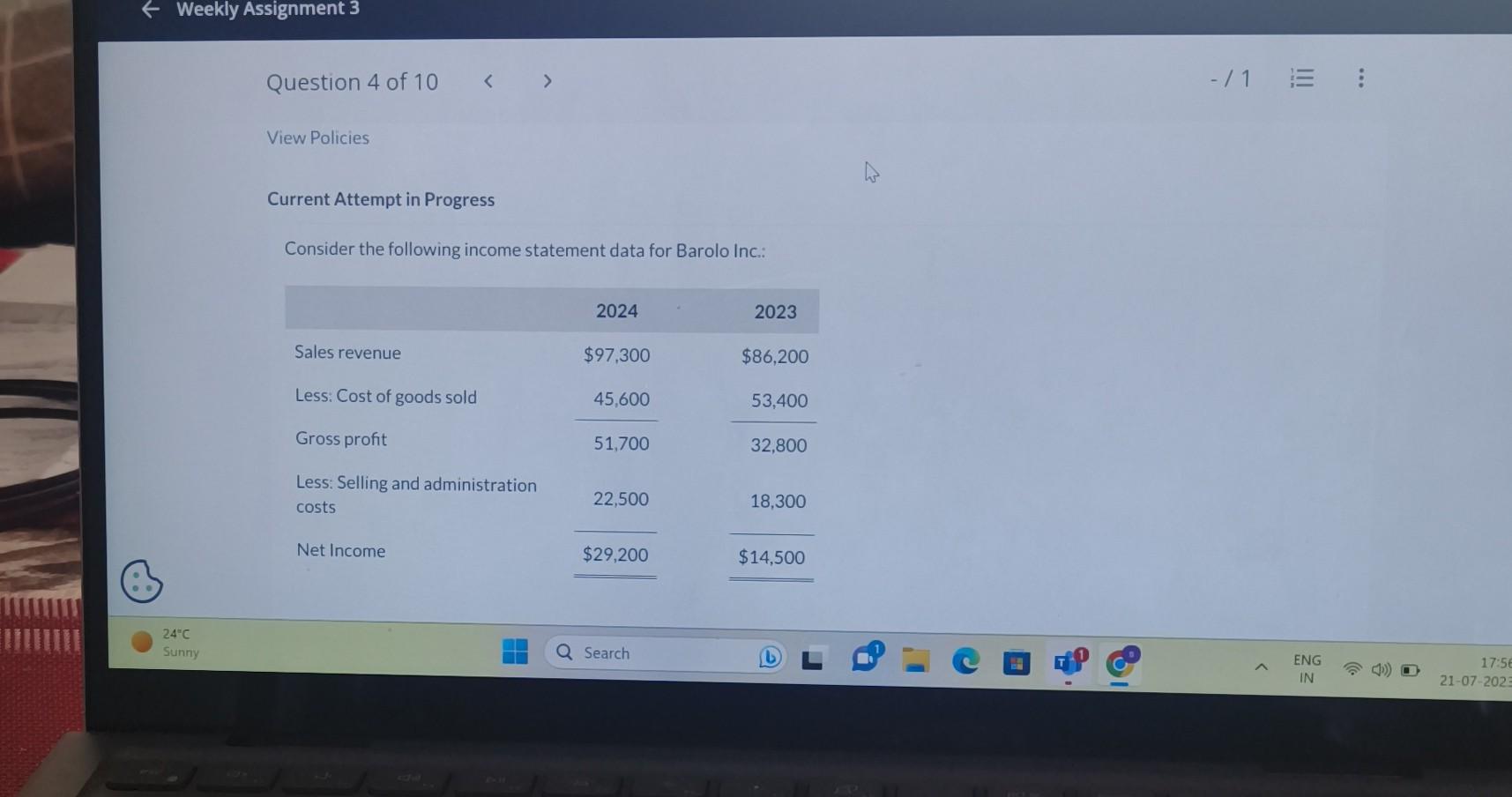 Solved 24°C Sunny Question 4 of 10