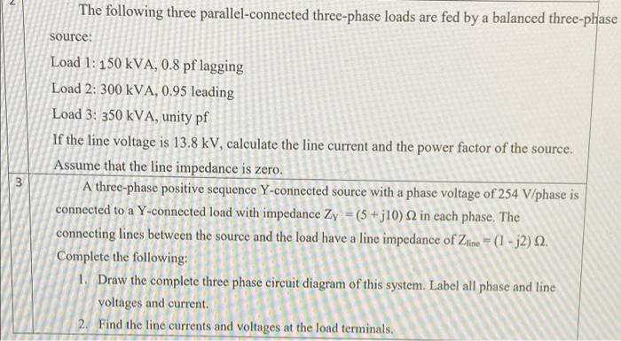 Solved The following three parallel-connected three-phase | Chegg.com