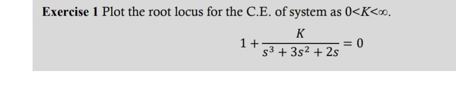 Solved Exercise 1 Plot The Root Locus For The Ce Of System