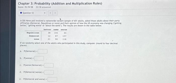 Solved Chapter 3: Probability (Addition and Multiplication | Chegg.com