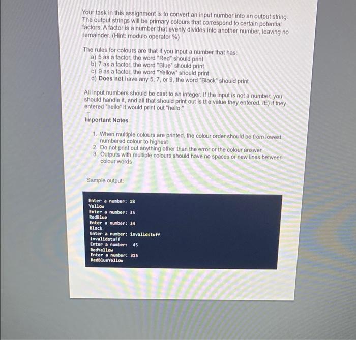 Solved Your task in this assignment is to convert an input | Chegg.com