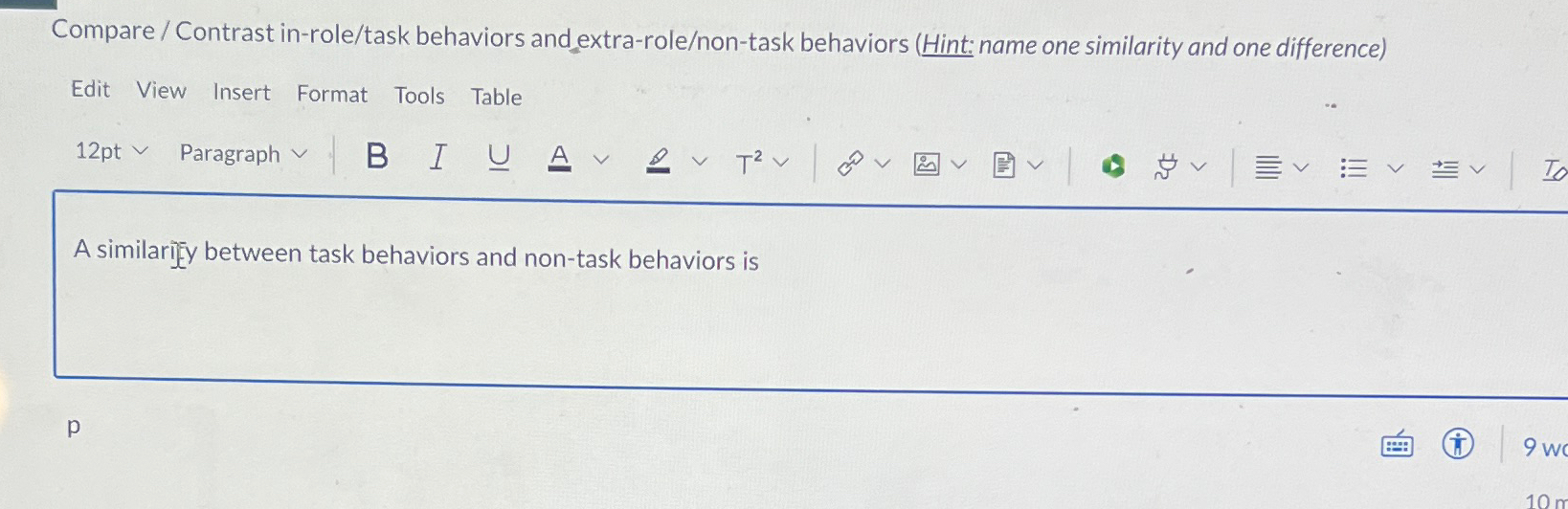 Solved Compare / ﻿Contrast in-role/task behaviors and | Chegg.com