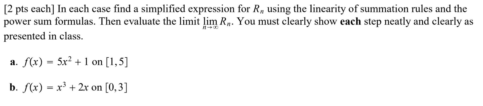 Solved [2 pts each] In each case find a simplified | Chegg.com