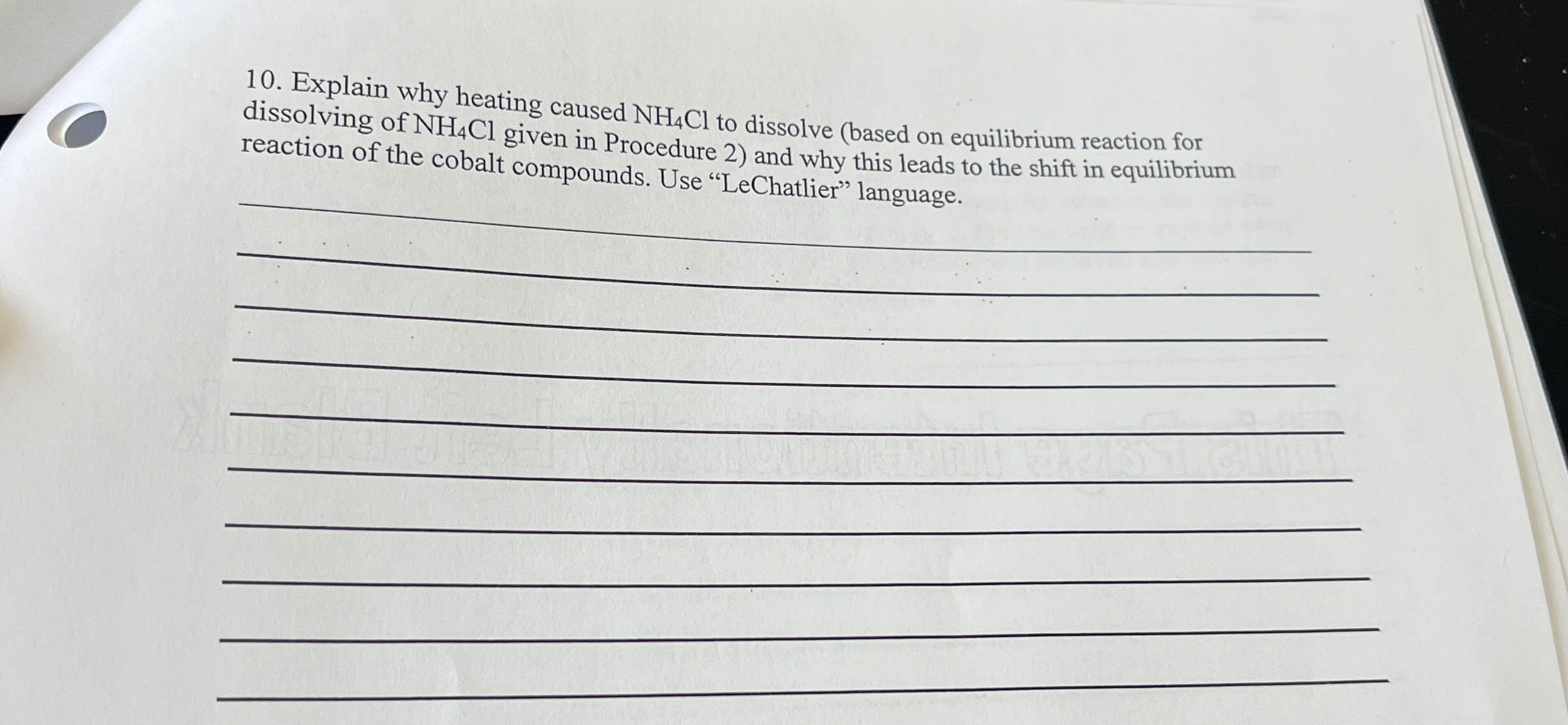 Solved Explain why heating caused NH4Cl ﻿to dissolve (based | Chegg.com