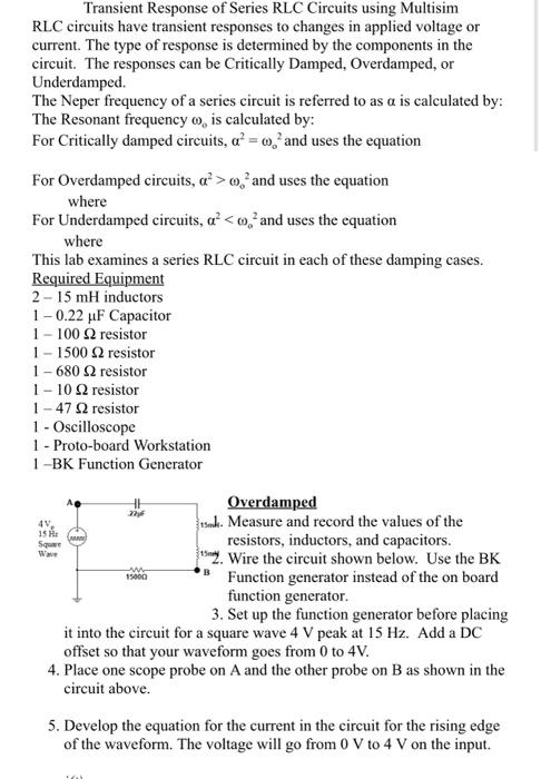 Solved Transient Response of Series RLC Circuits using | Chegg.com