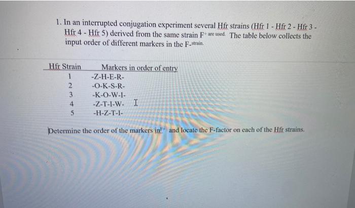 Solved 1. In an interrupted conjugation experiment several | Chegg.com