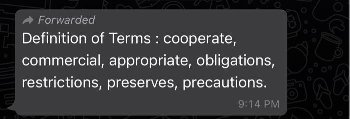 Solved Forwarded Definition of Terms : cooperate, | Chegg.com