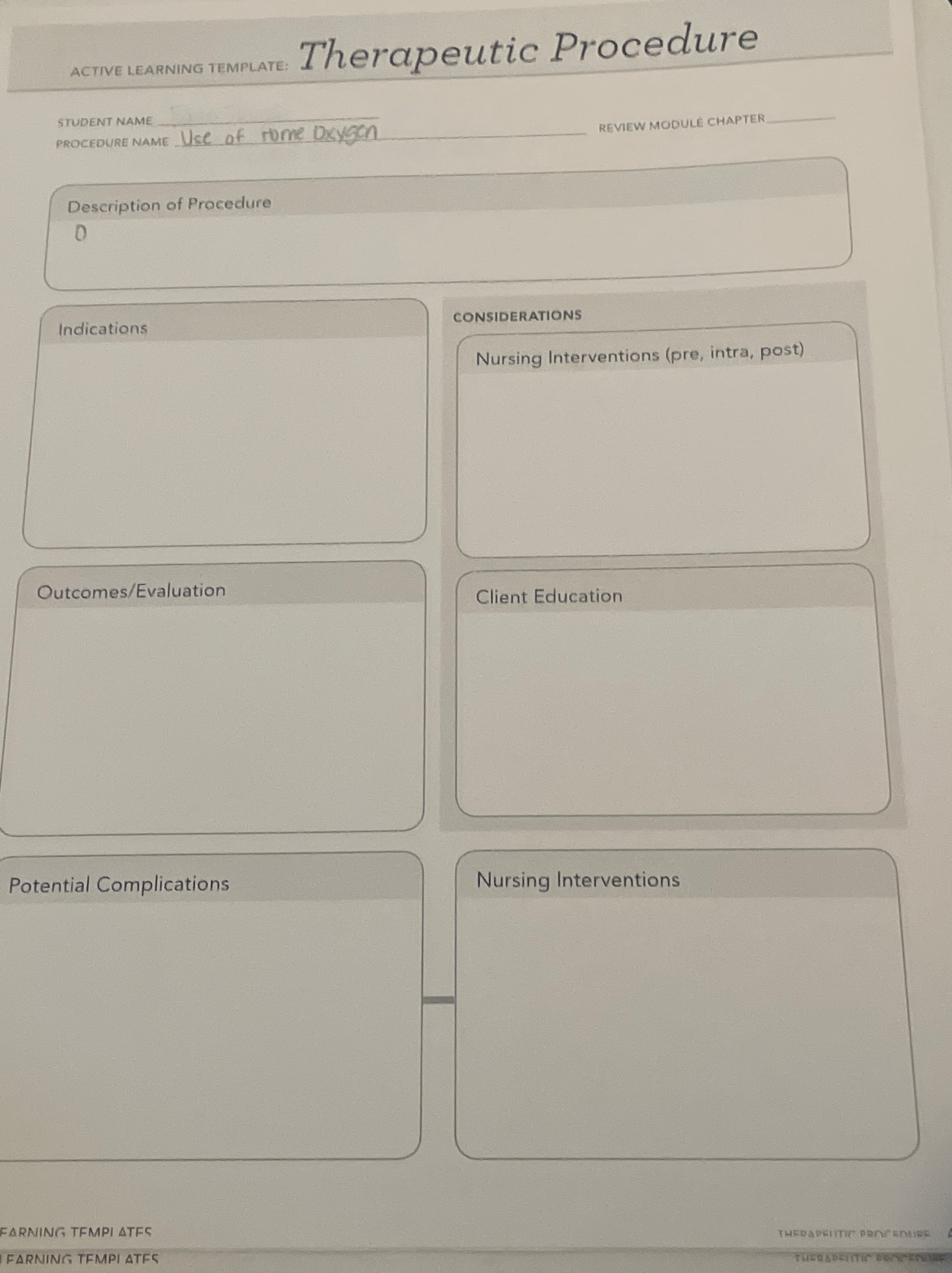 Solved activelearning template: Therapeutic ProcedureSTUDENT | Chegg.com