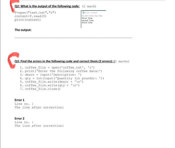 Solved Q3: Find the errors in the following code and correct | Chegg.com