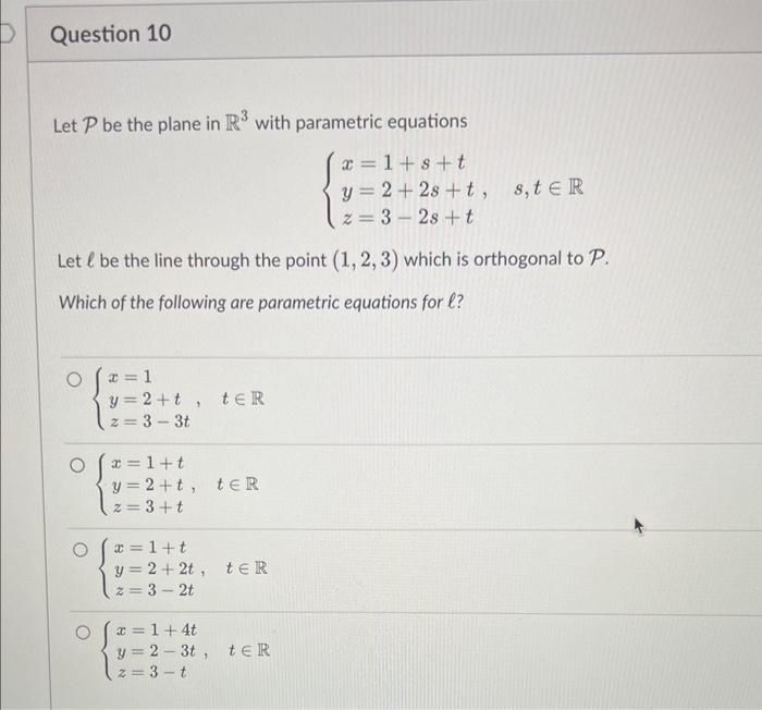 Solved Let P be the plane in R3 with parametric equations | Chegg.com