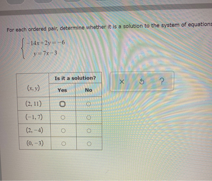 Solved For each ordered pair, determine whether it is a | Chegg.com