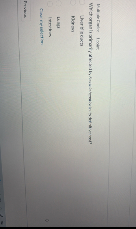 Solved Multiple Choice 1 ﻿pointWhich organ is primarily | Chegg.com