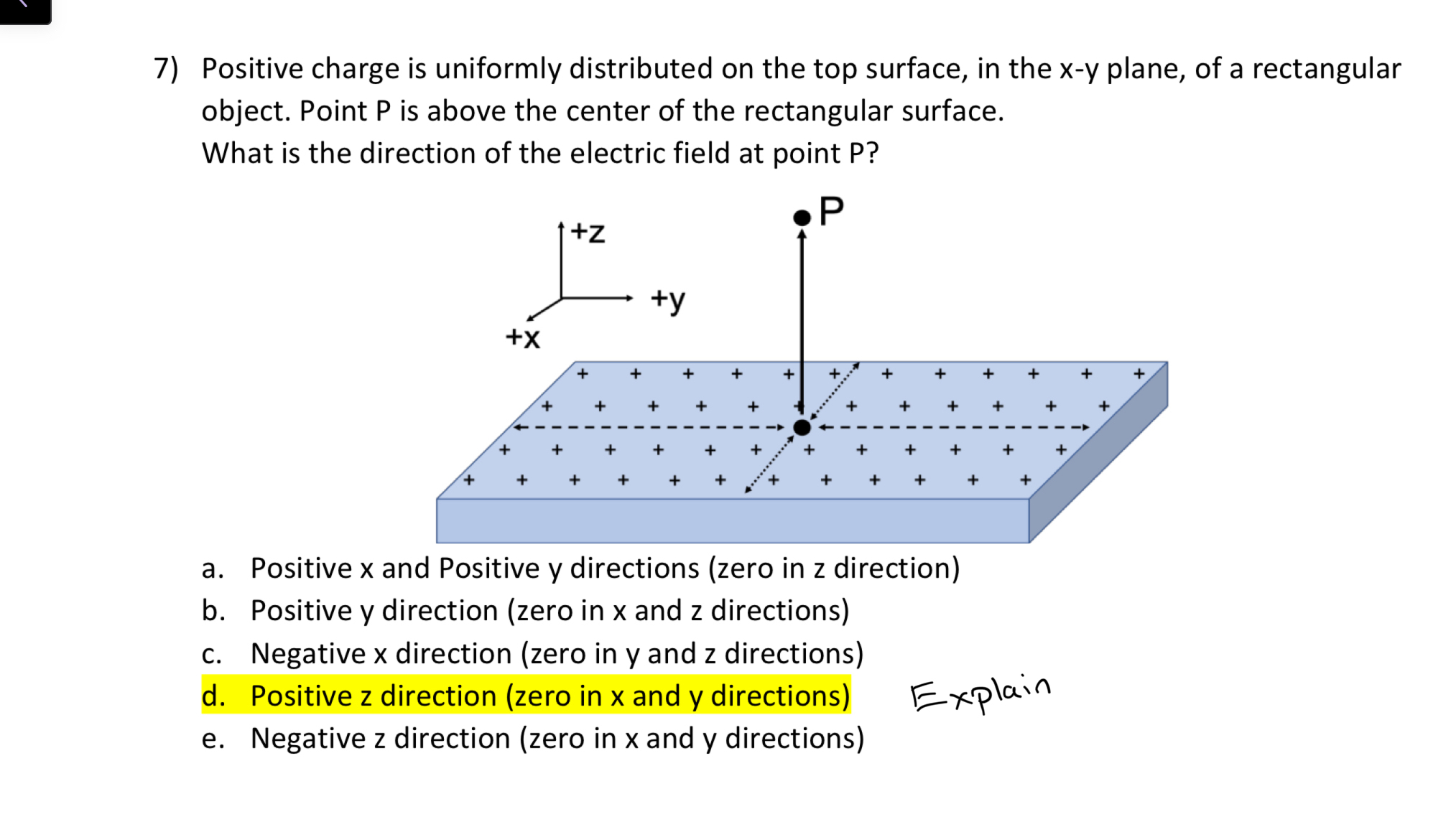Solved Positive charge is uniformly distributed on the top | Chegg.com