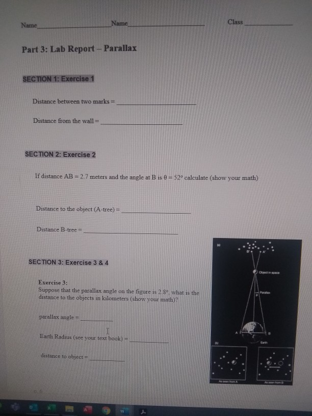 Name Name Class Part 3: Lab Report - Parallax SECTION | Chegg.com