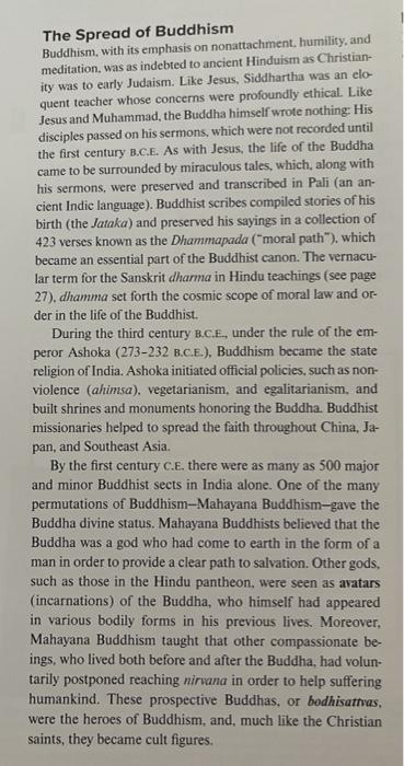 The Spread of Buddhism Buddhism, with its emphasis on | Chegg.com