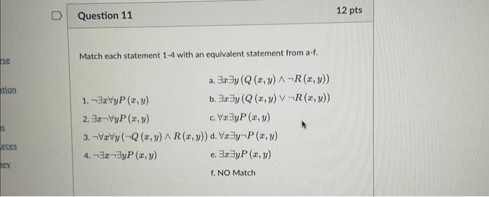Solved D Question 11 Match each statement 1-4 with an | Chegg.com