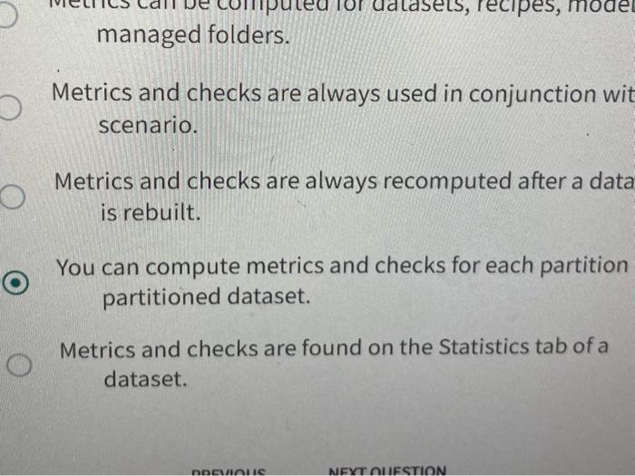 Solved managed folders. Metrics and checks are always used | Chegg.com