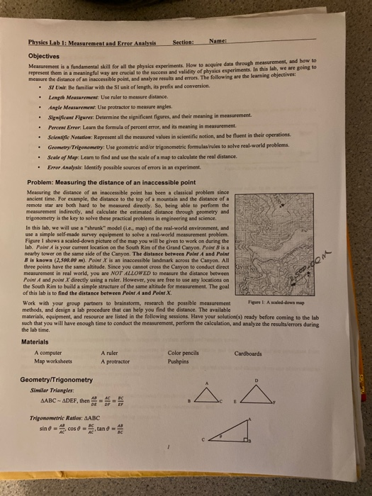 Physics Lab 1: Measurement and Error Analysis | Chegg.com