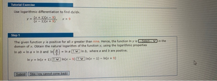 Solved Tutorial Exercise Use logarithmic differentiation to | Chegg.com