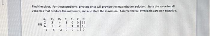 Solved Find the pivot. For these problems, pivoting once | Chegg.com
